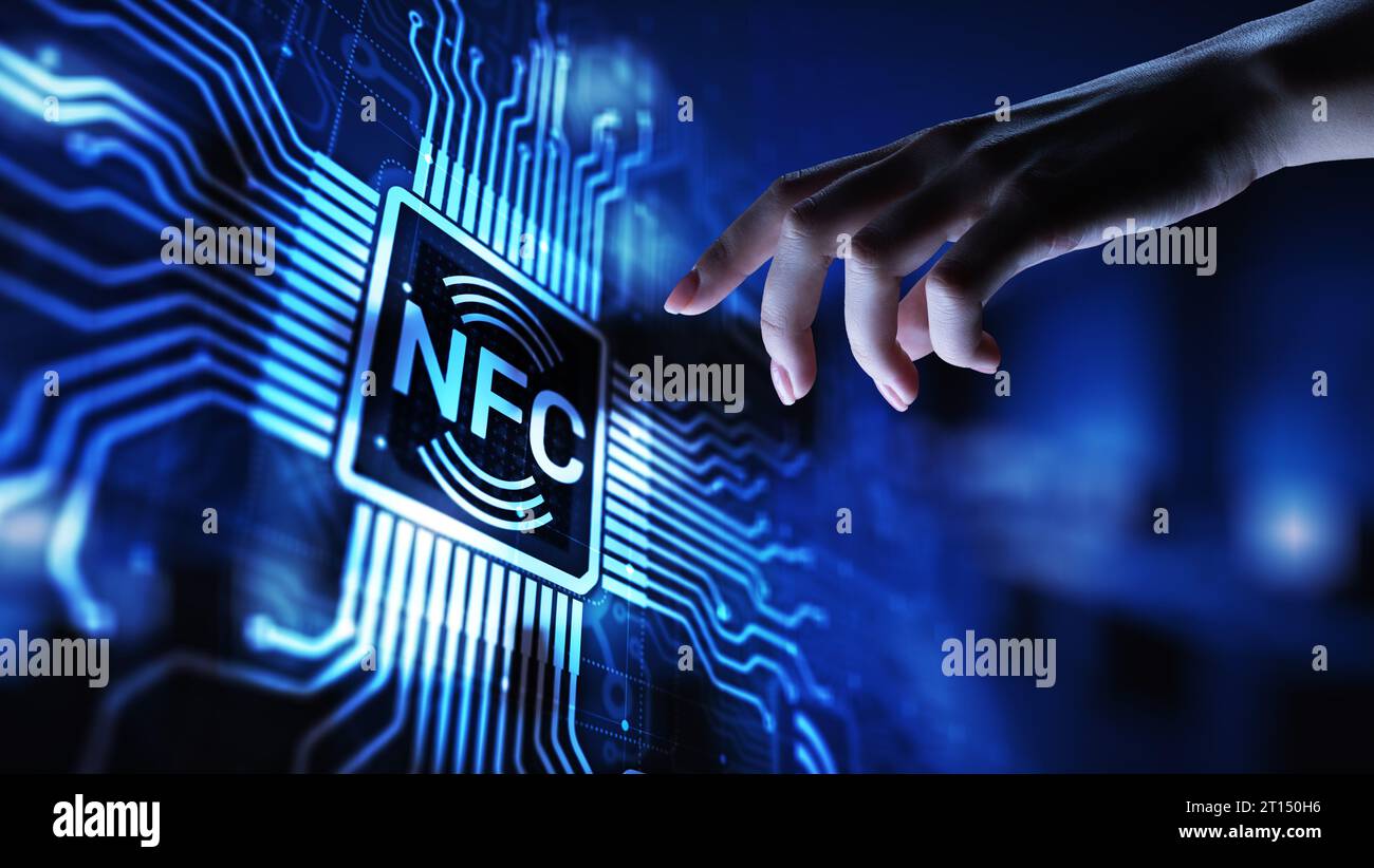 NFC Wireless communication technology Digital payment concept Stock ...