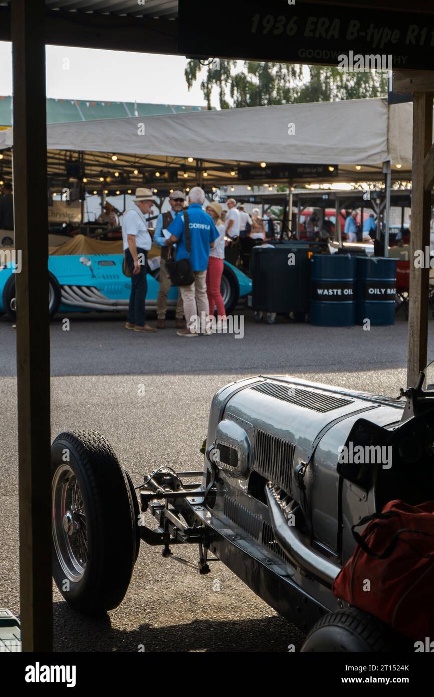 1936 ERA B-type R11B racing car in the paddock at the BARC Revival ...