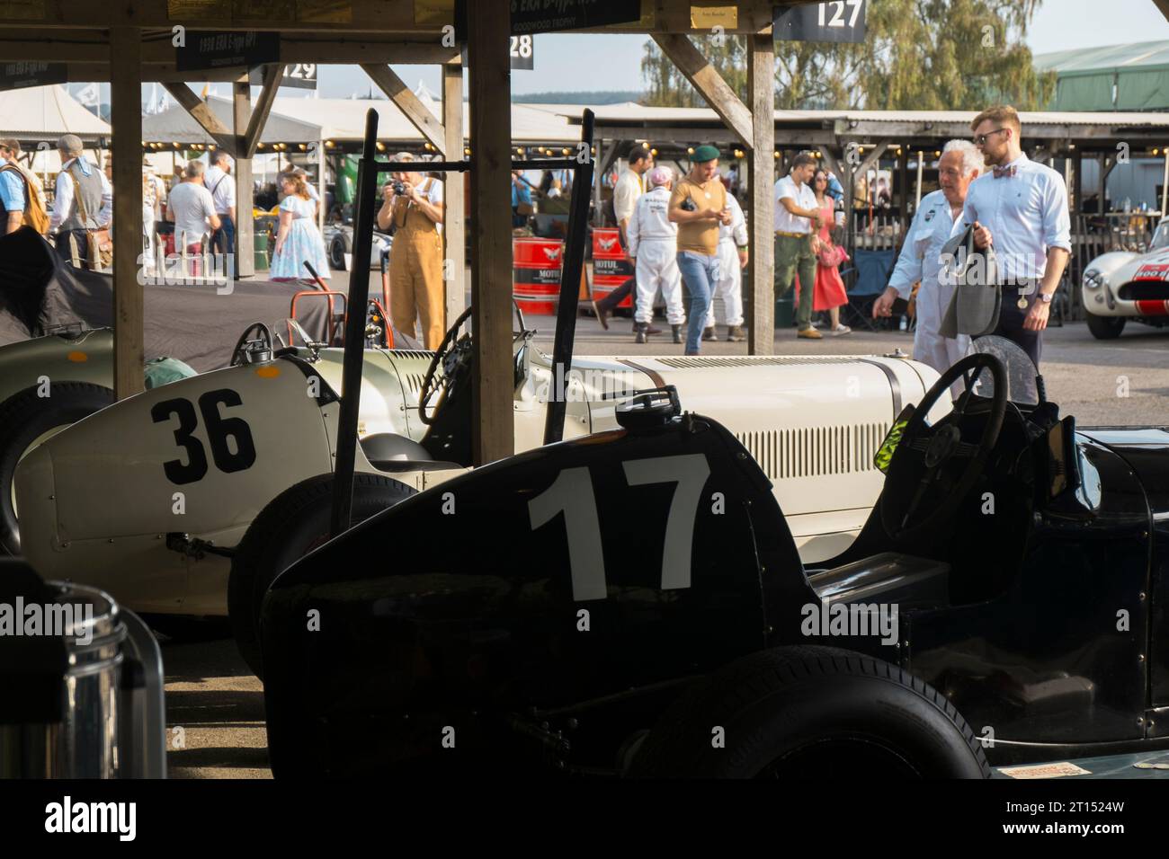 1936 ERA B-type R10B & R9B racing cars in the paddock at the BARC ...