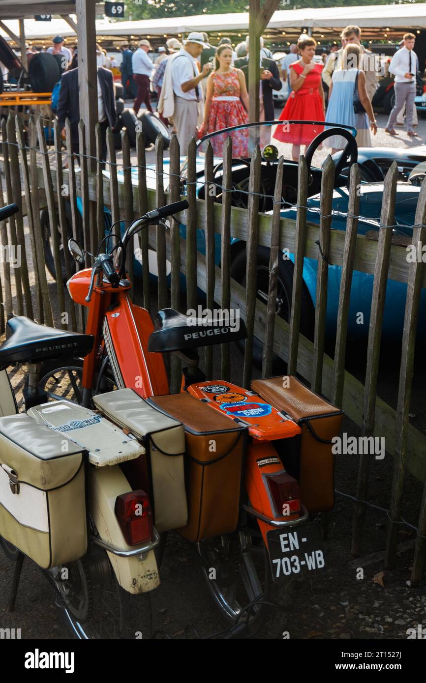 1960s Peugeot mopeds in the paddock at the BARC Revival Meeting 2023 ...