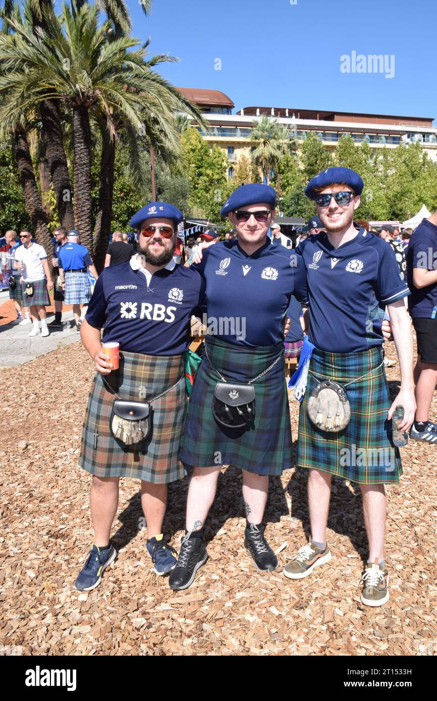 Scottish rugby fans in the rugby fan village, during World Rugby Cup ...