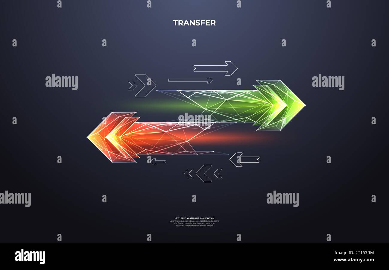 Abstract digital two left-right arrows with green and red shapes Stock ...