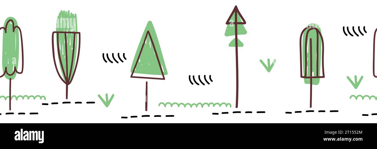 Seamless border with trees Stock Vector Image & Art - Alamy