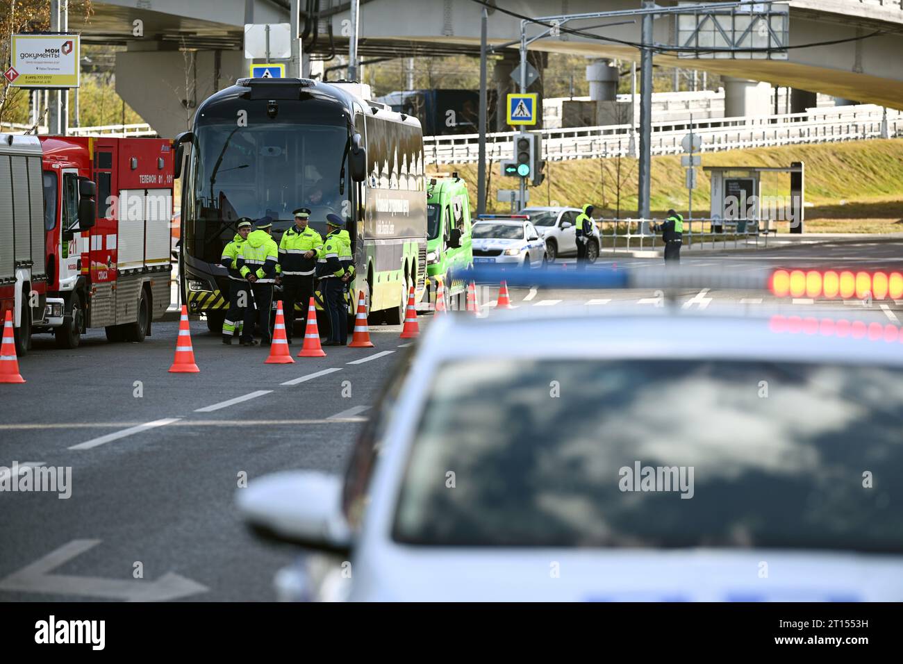 Moscow, Russia. 11th Oct, 2023. Collision of two trains at the ...
