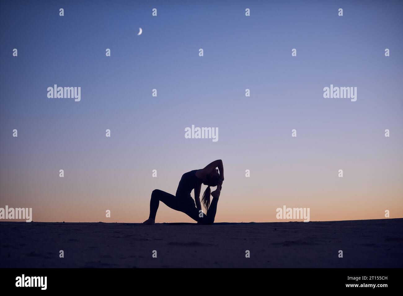Beautiful young woman practices yoga asana King Pigeon pose ...