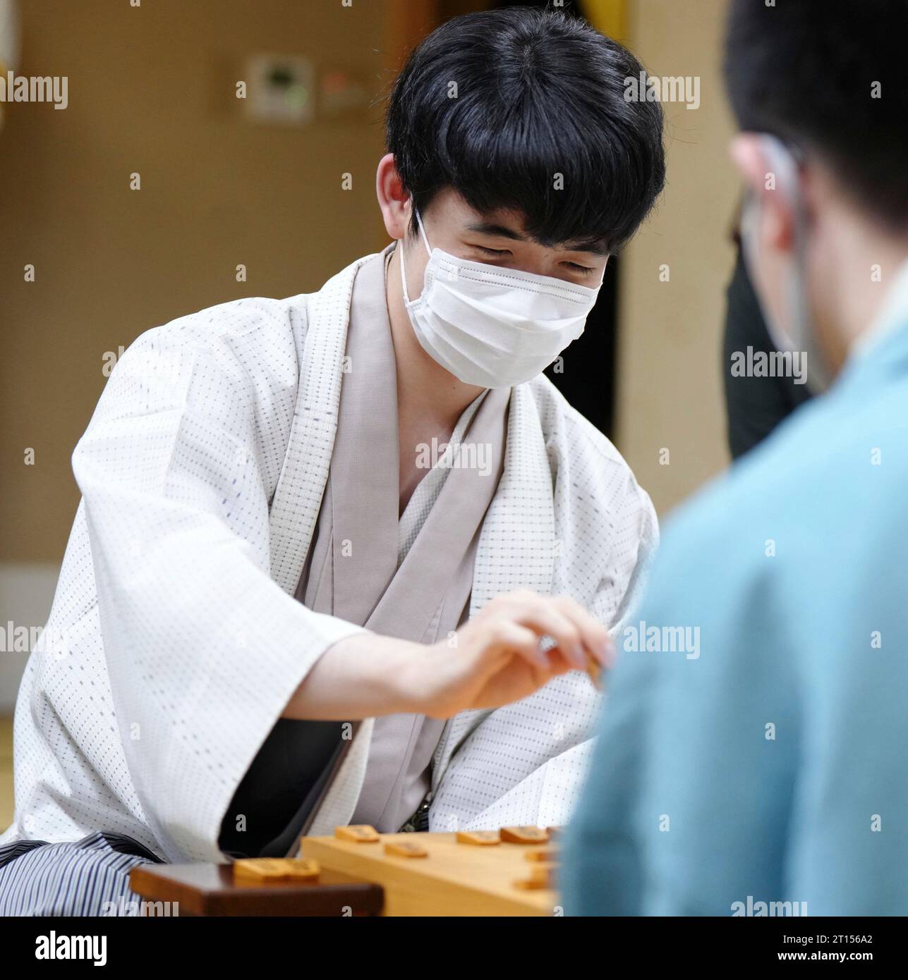 Shogi, Japanese chess player Sota Fuji (L) plays the Game 4 in a best-of-five match against ...