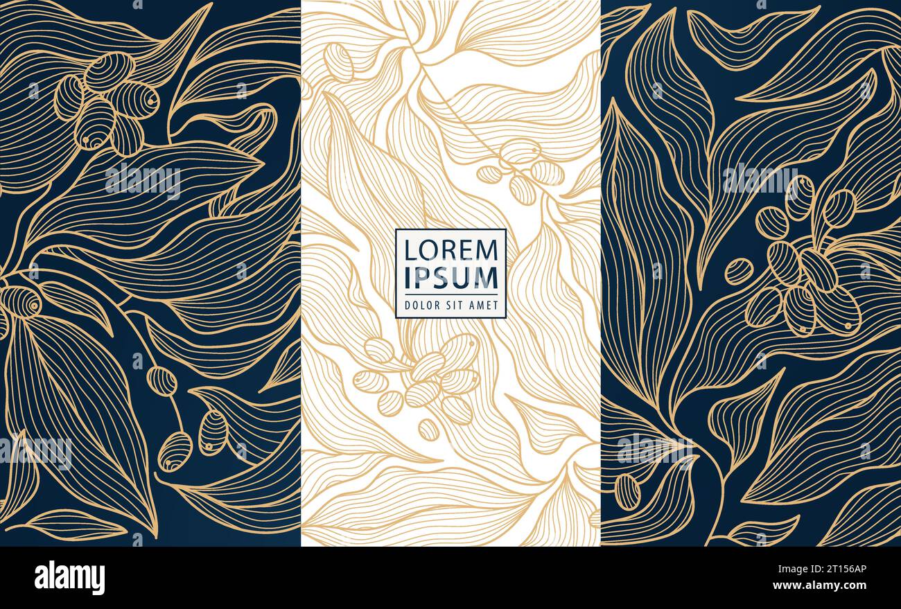 Set of vector design elements labels, frames, package. Line golden ...