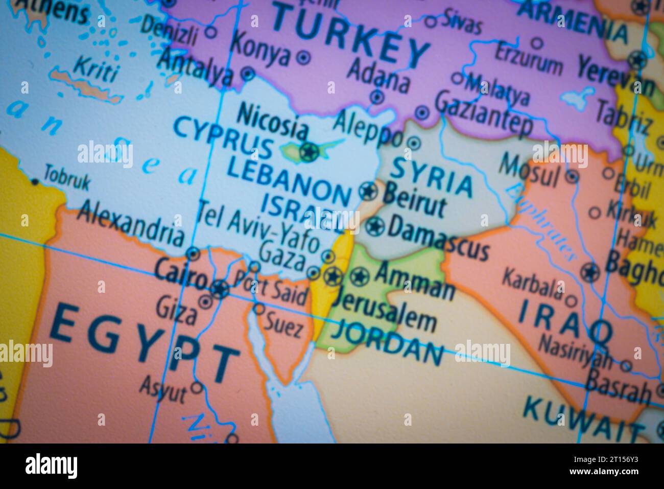 Map of Israel and capital Jerusalem. that shows the war zone between ...