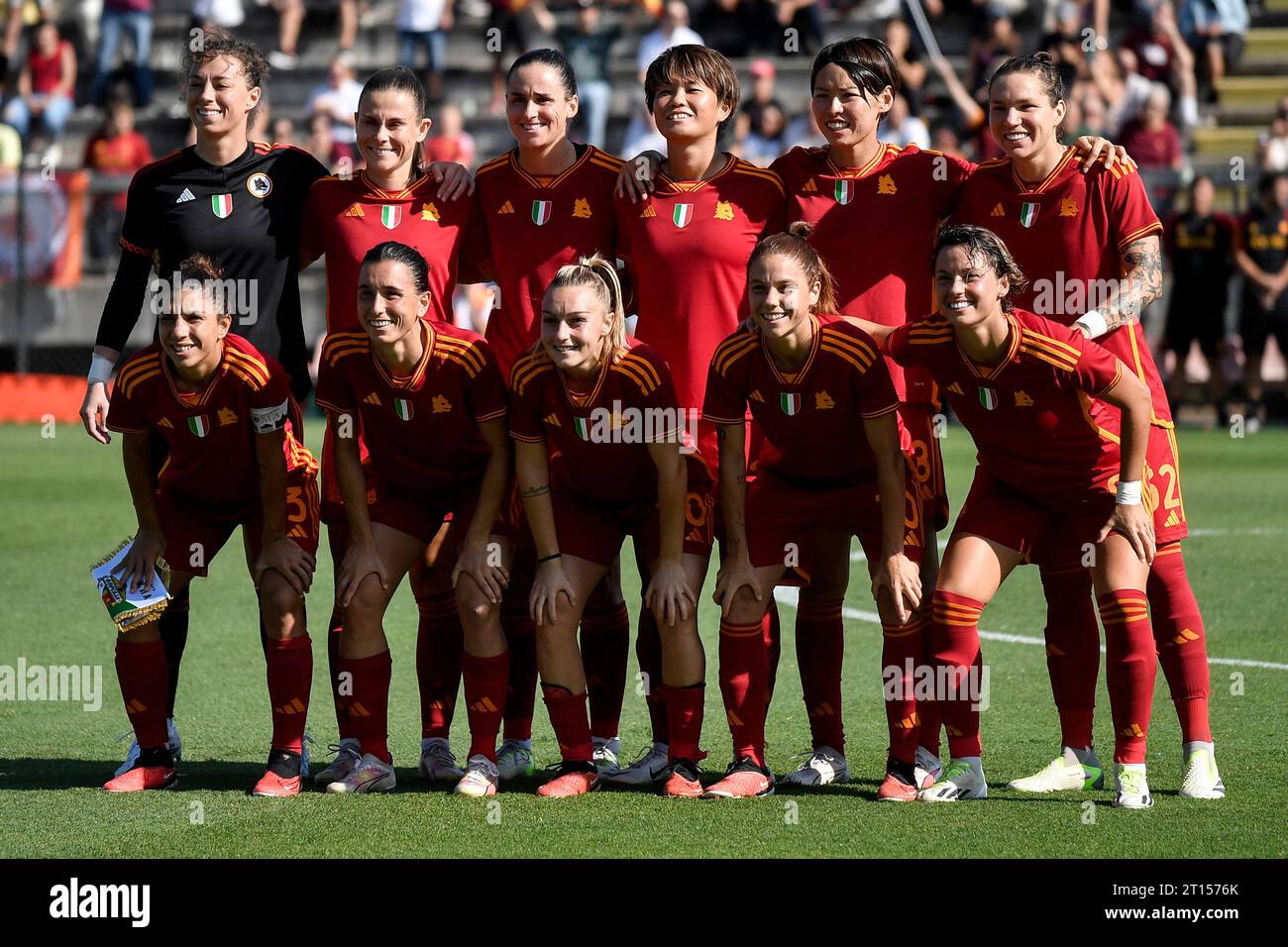 Rome, Italy. 11th Oct, 2023. Roma players pose for a team photo during ...
