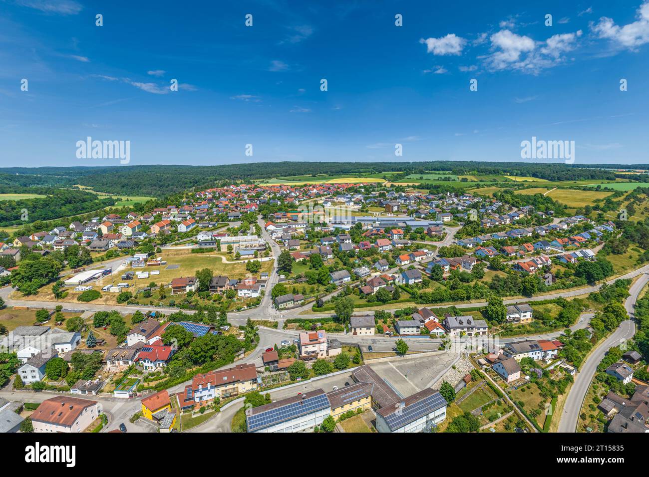 Soolnhofen in the Nature Park Altmuehl Valley from above Stock Photo ...