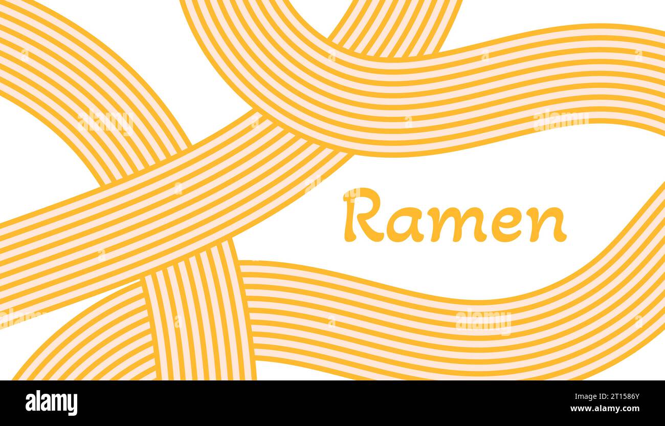 Hand drawn Asian noodle ramen background. Yellow color Japanese ...