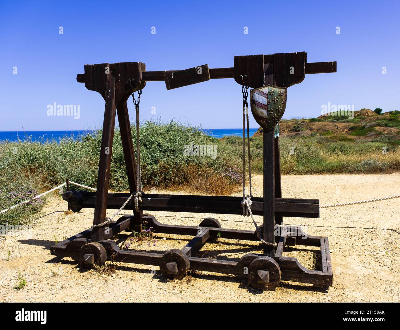 Ancient siege weapons in Apollonia National Park, Israel Stock Photo ...