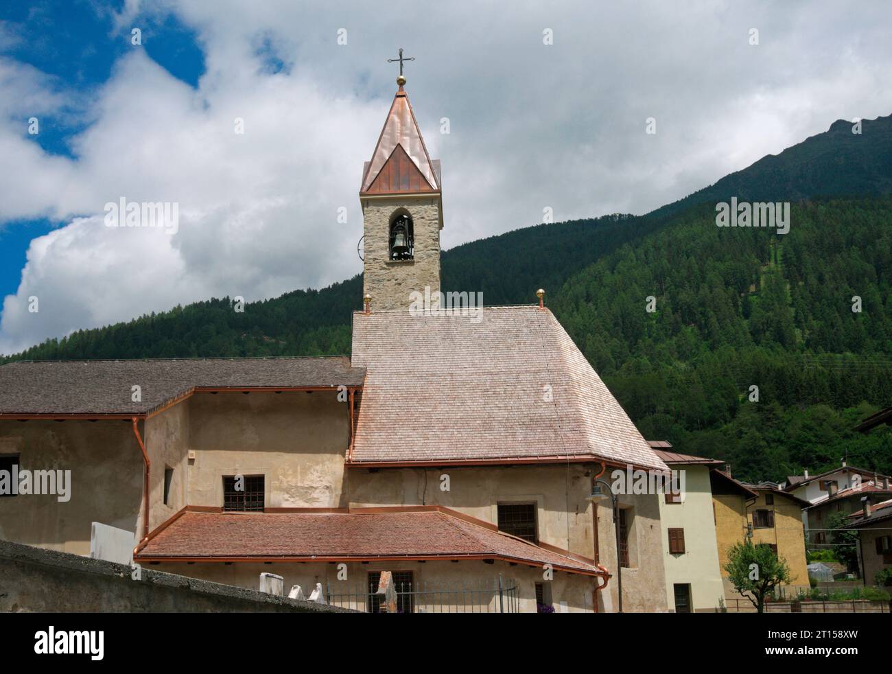 XIII century church (Chiesa dei Santi Filippo e Giacomo) in Cogolo ...