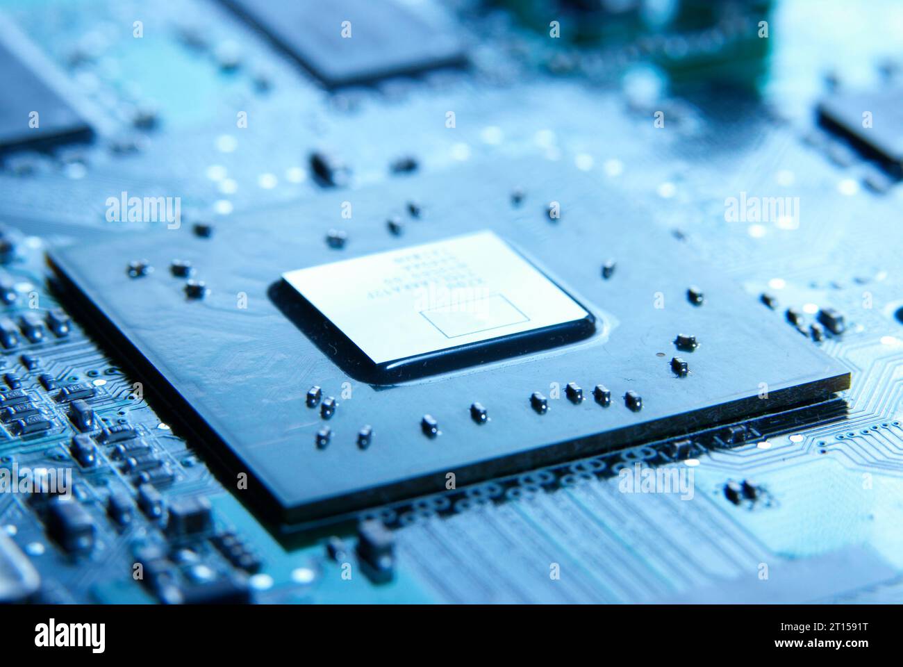 Microprocessor with motherboard background. Computer board chip circuit ...