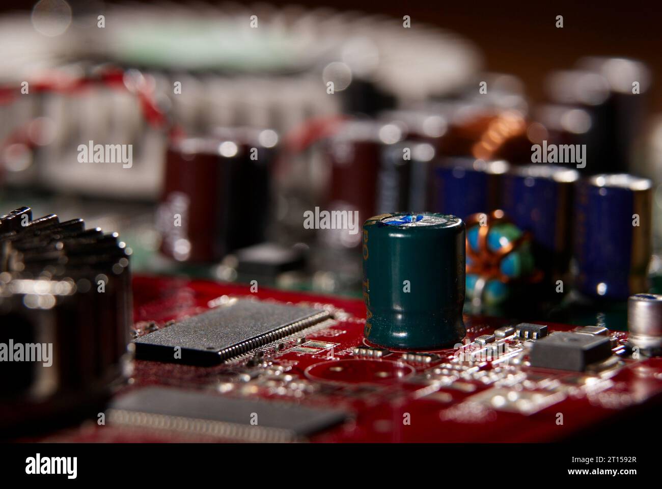 Microprocessor with motherboard background. Computer board chip circuit ...