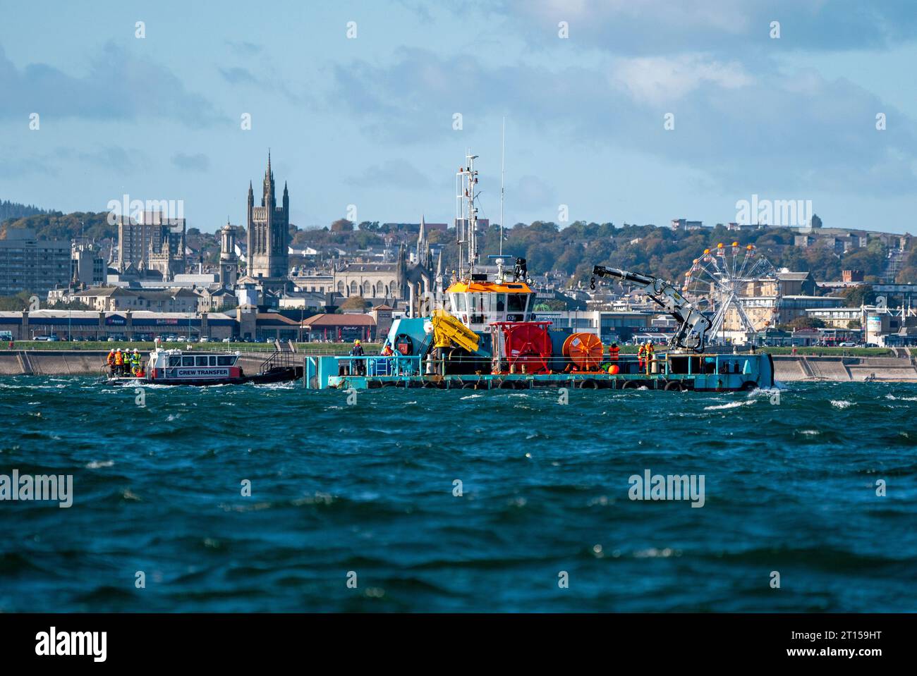 The Jif Worker, a multi-cat vessel, that is used to deploy a heavy duty ...