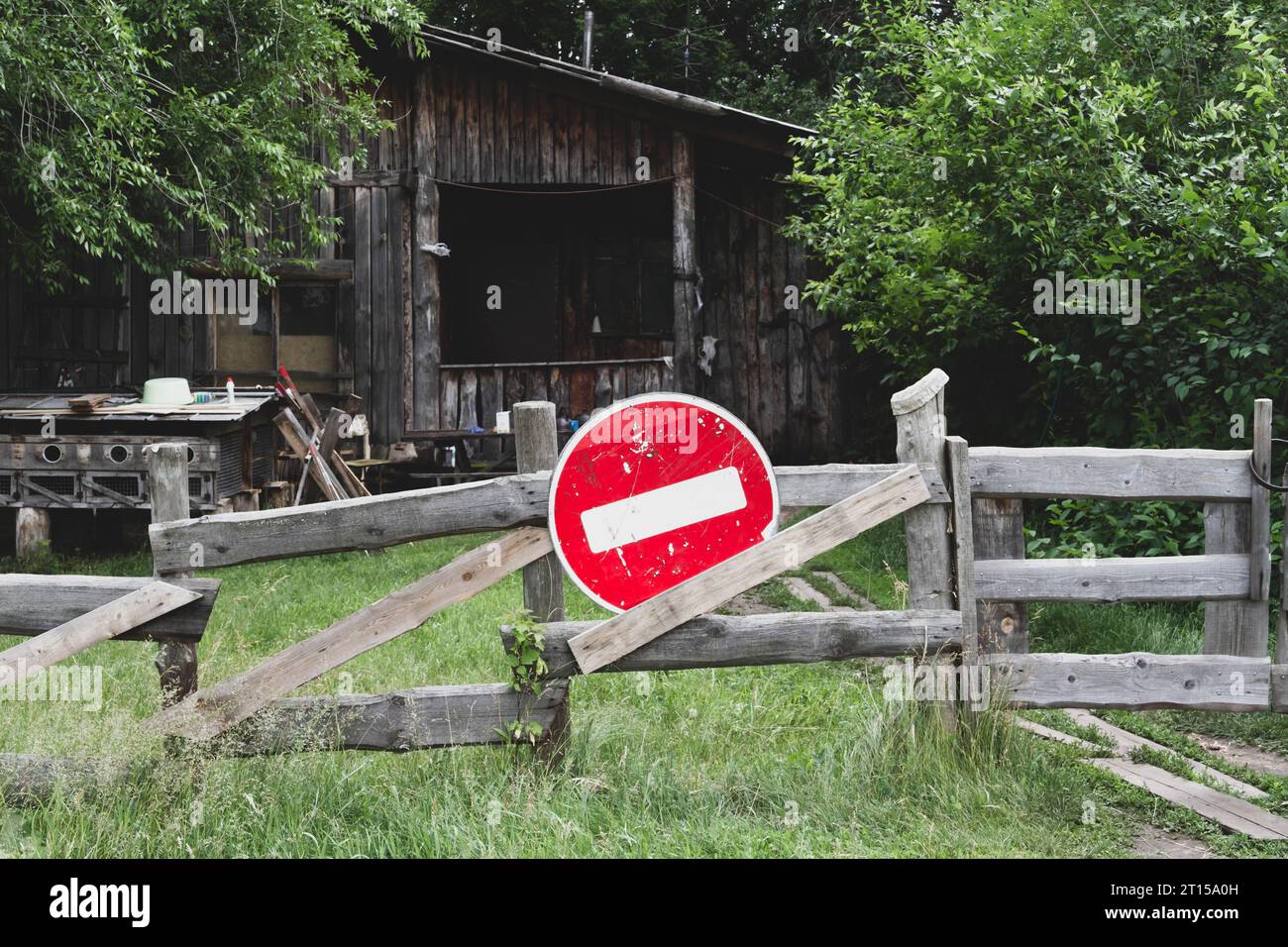 Stop sign. Passage and travel restrictions. Prohibited territory Stock ...