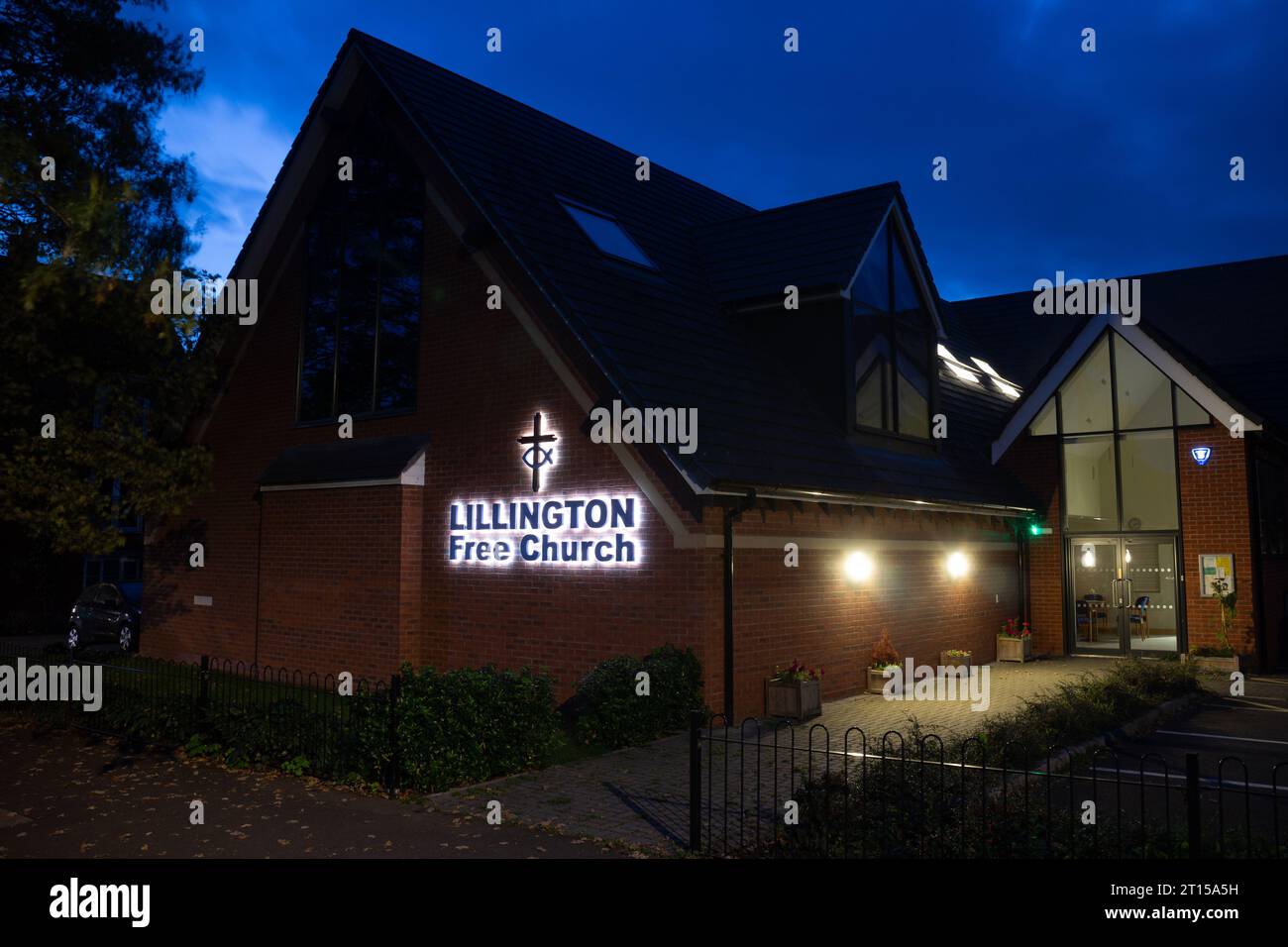 Lillington Free Churchat night, Warwickshire, England, UK Stock Photo ...