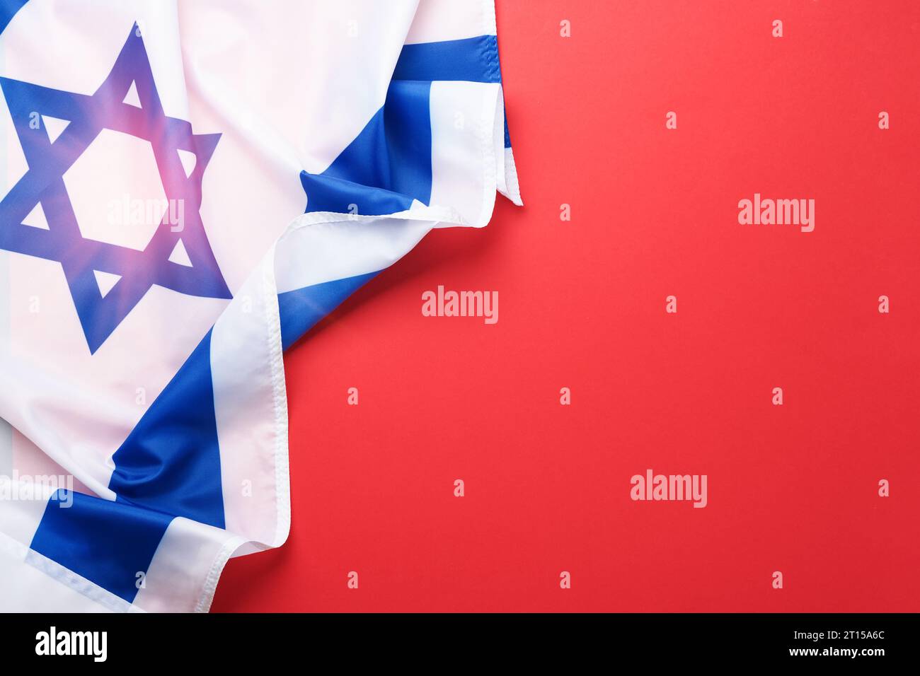 USA Israel flags. Two American and Israeli flags lie on red texture ...
