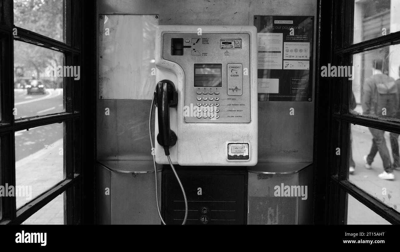 Telephone kiosk Black and White Stock Photos & Images - Alamy