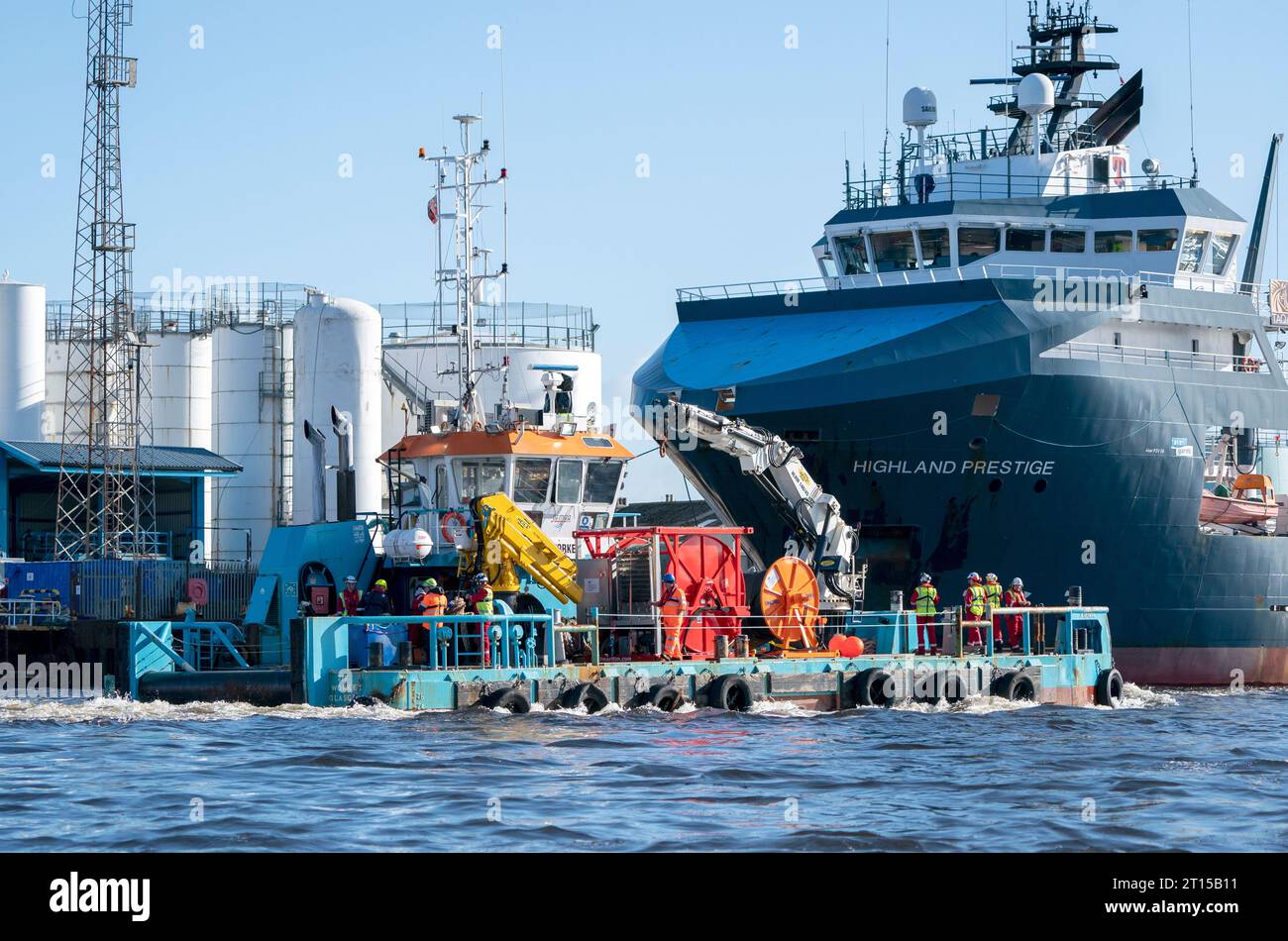 The Jif Worker, a multi-cat vessel, that is used to deploy a heavy duty ...