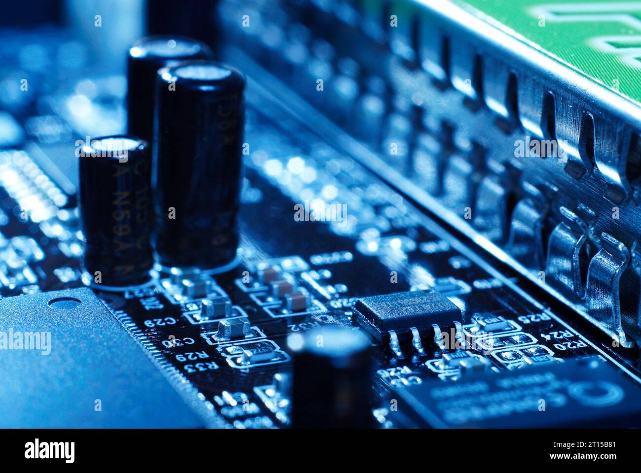 Microprocessor with motherboard background. Computer board chip circuit ...