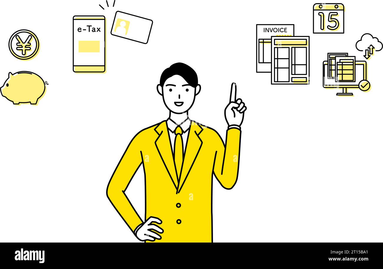 Simple line drawing icon of a tax return and Pointing tax accountants ...