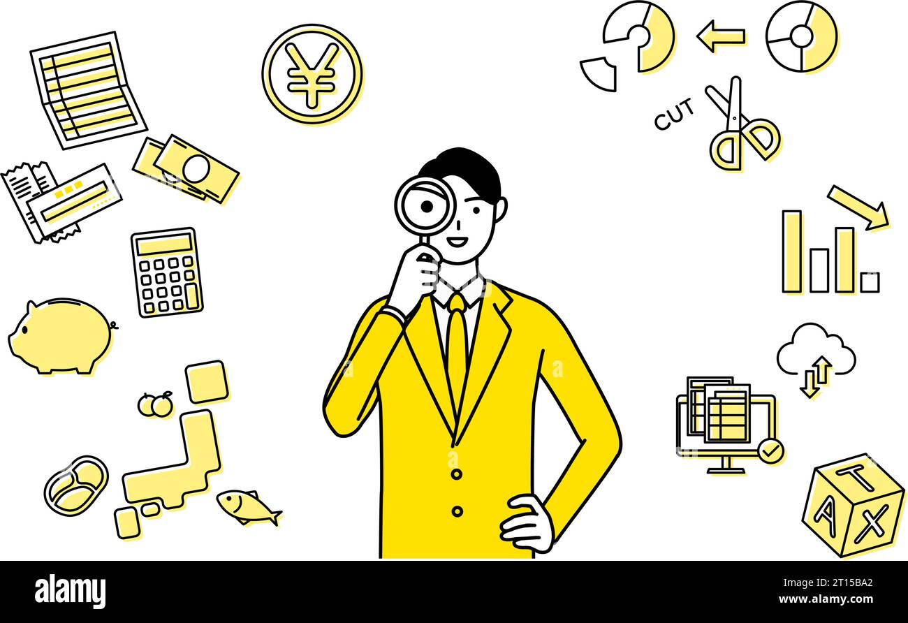 Simple line drawing icon set for tax returns, tax homes, tax savings ...