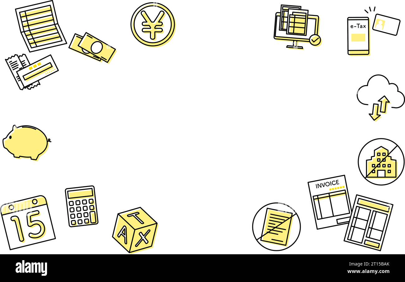 Simple line drawing icon set frame for tax returns, Vector Illustration ...