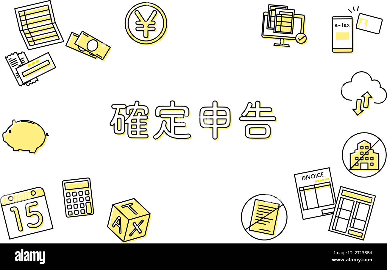 Simple line drawing icon set frame for tax returns, Vector Illustration ...