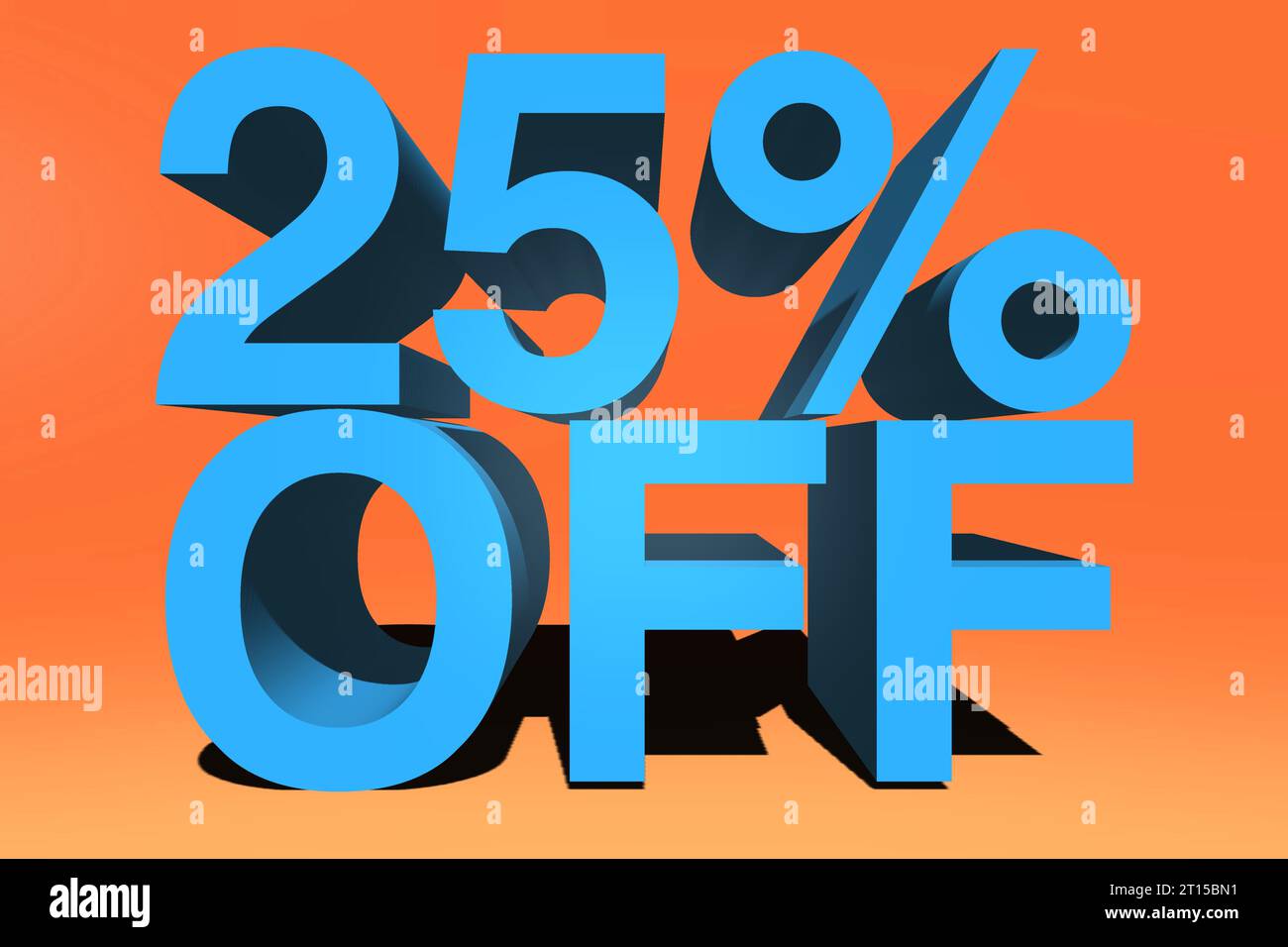 25% off in 3d blue lettering on orange gradient background Stock Photo - Alamy