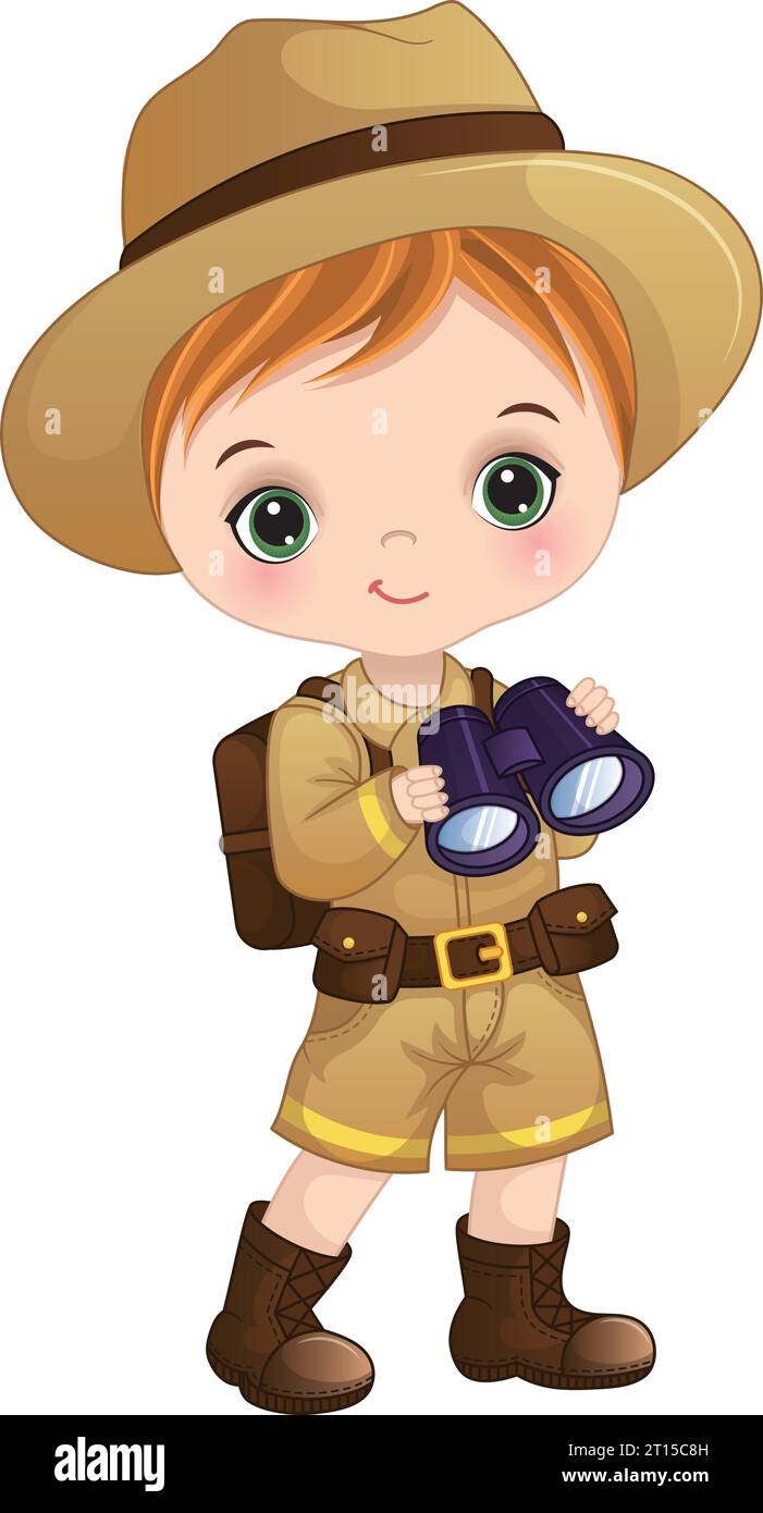 Vector Zoologist with Binocular and Rucksack Stock Vector Image & Art ...