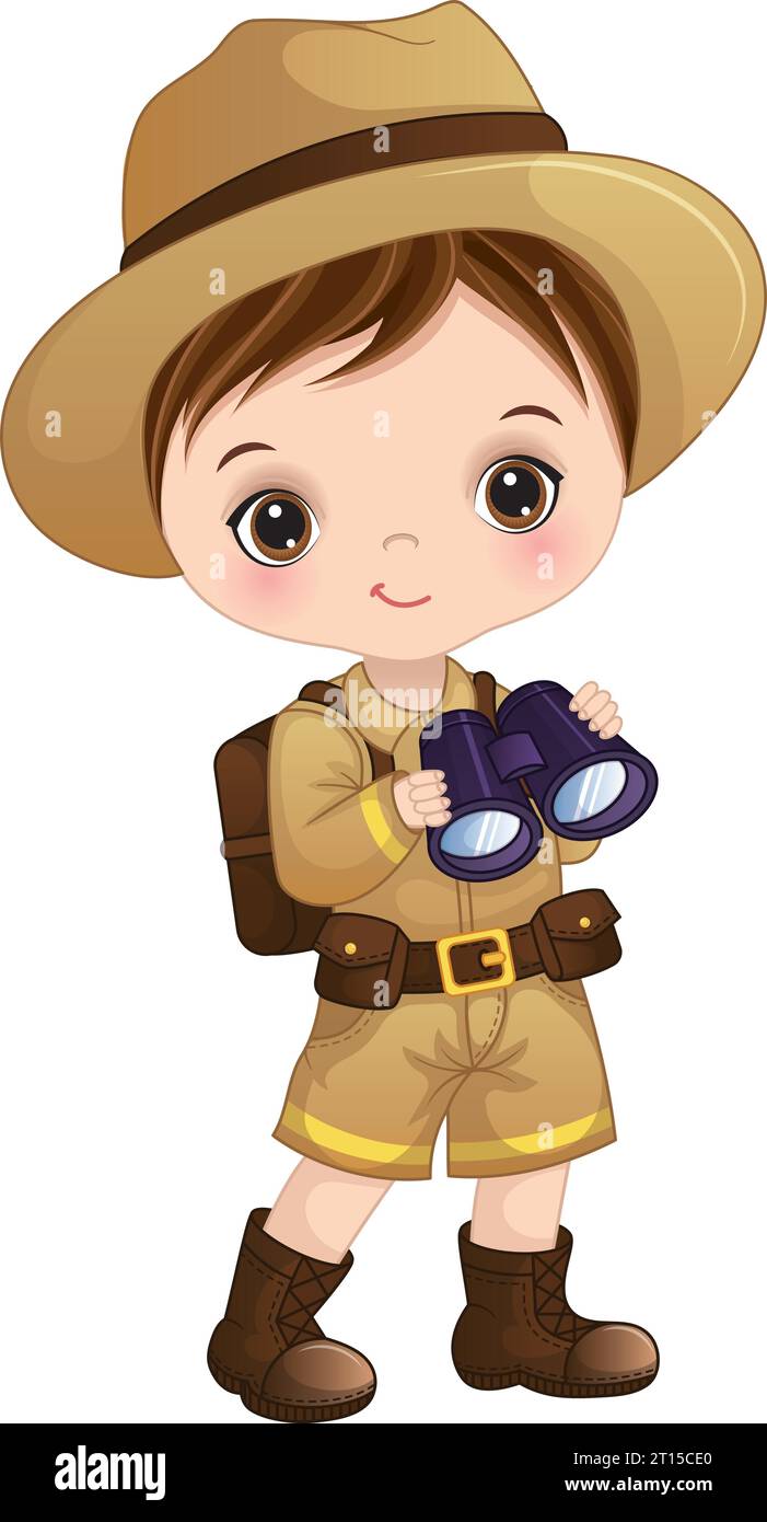 Vector Zoologist with Binocular and Rucksack Stock Vector Image & Art ...