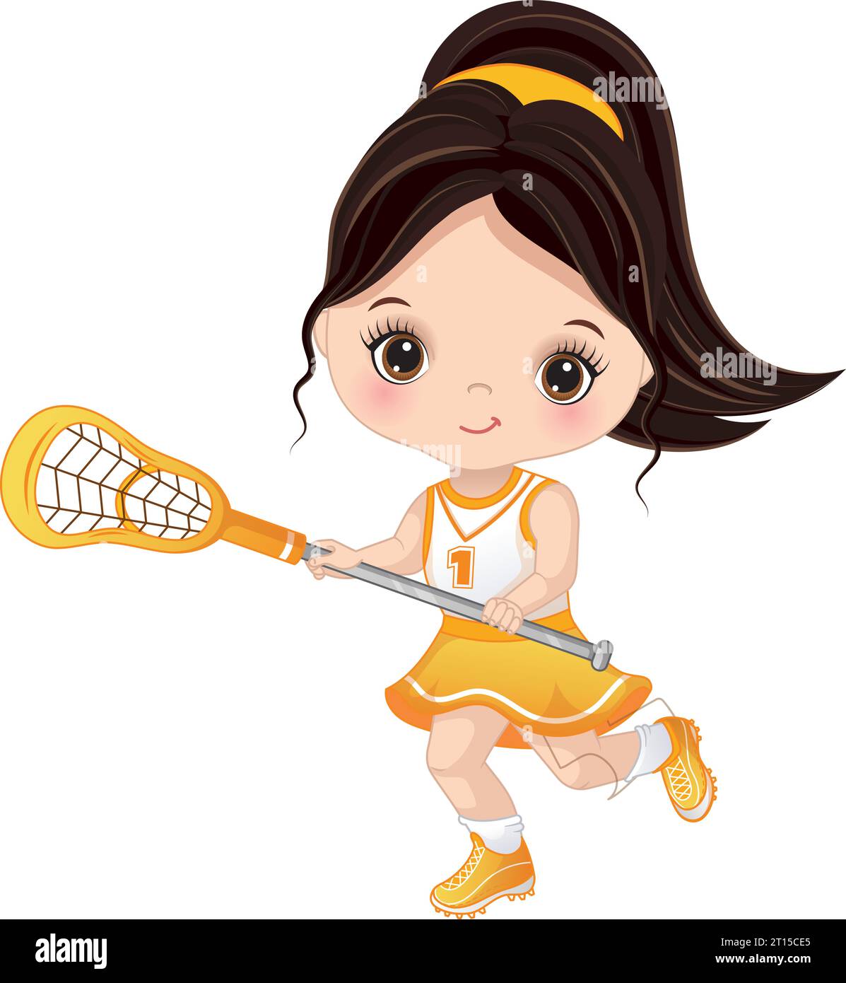 Vector Cute Little Girl Playing Lacrosse Stock Vector Image & Art - Alamy