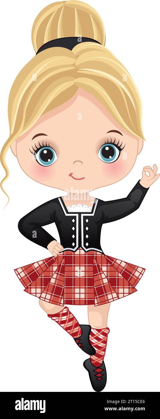 Vector Cute Girl Performing Highland Dance Stock Vector Image & Art - Alamy