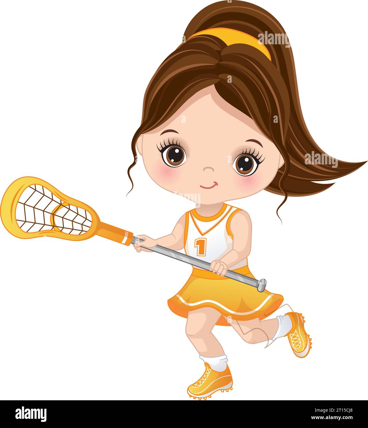 Vector Cute Little Girl Playing Lacrosse Stock Vector Image & Art - Alamy