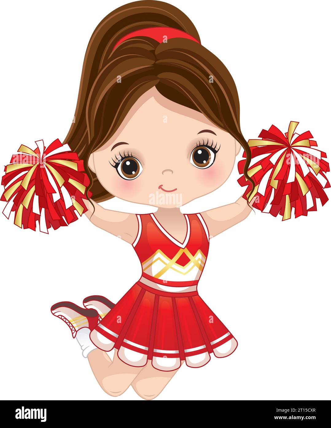 Vector Cute Cheerleader with Pom Poms Jumping Stock Vector Image & Art ...