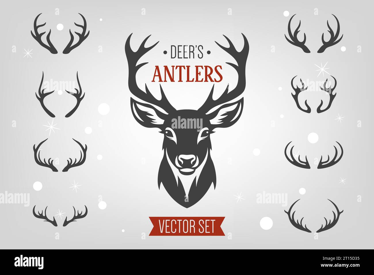 Vector Christmas Reindeer Horns, Antlers. Deer Horn Silhouettes. Hand ...