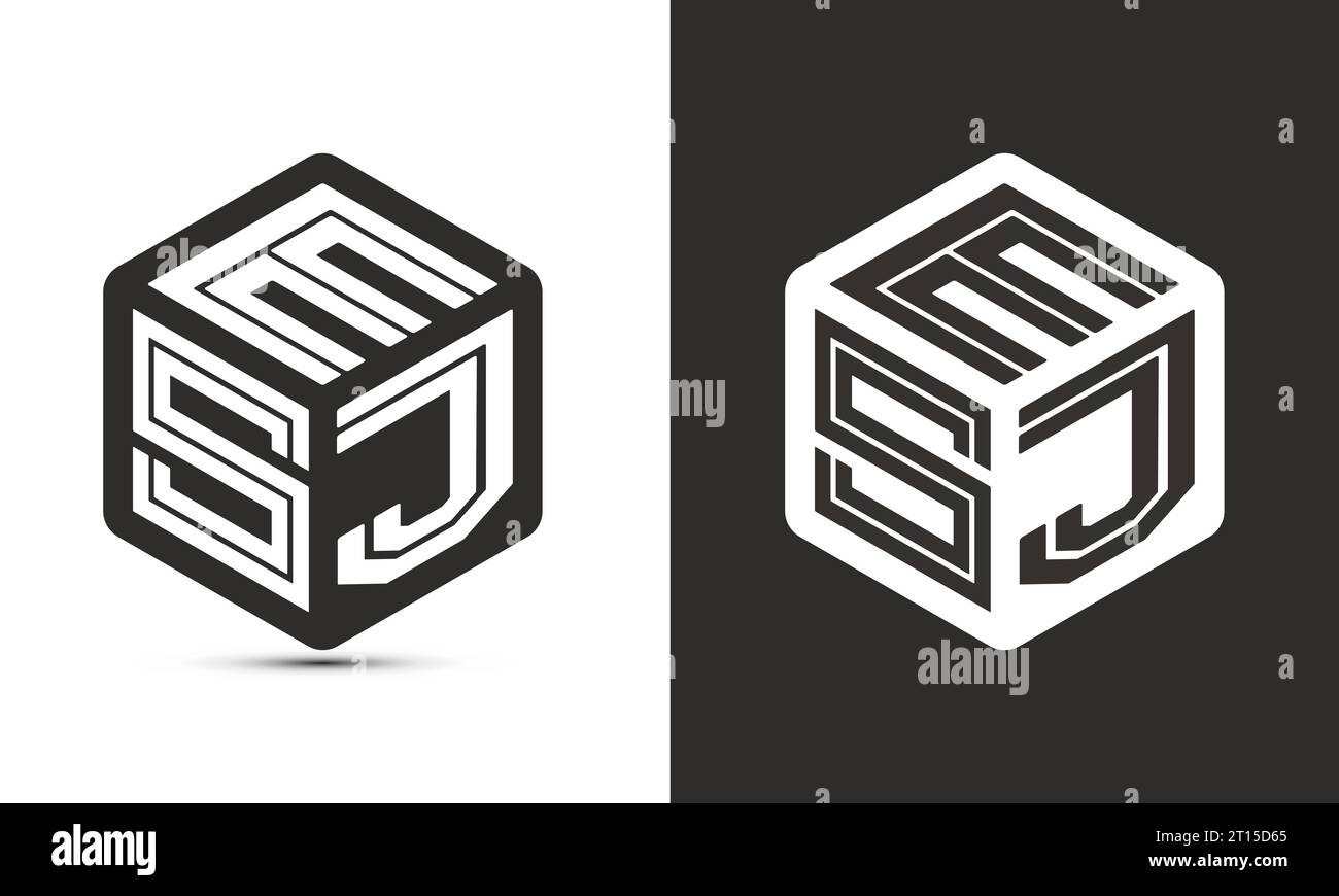 ESJ letter logo design with illustrator cube logo, vector logo modern ...