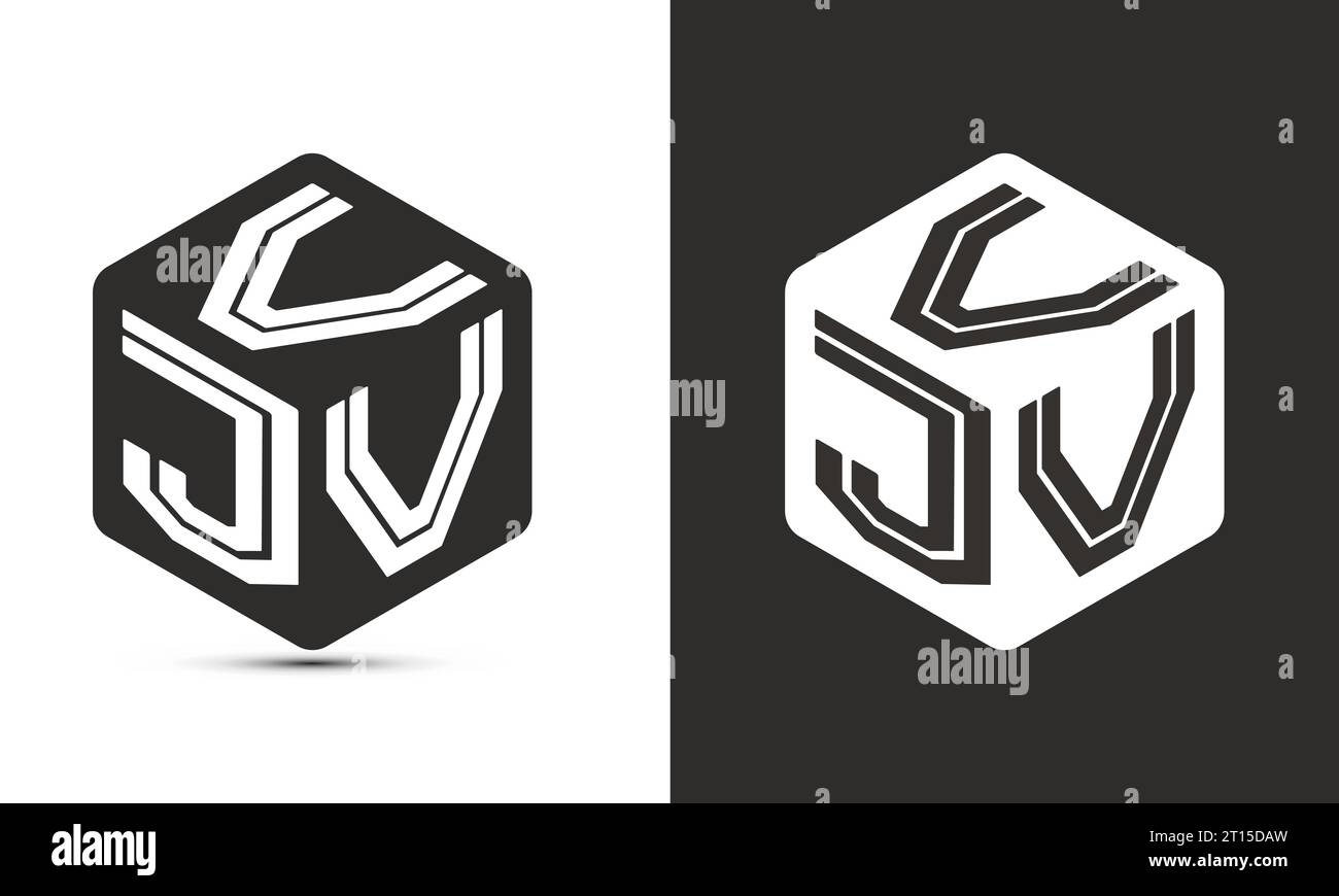 VJV letter logo design with illustrator cube logo, vector logo modern ...
