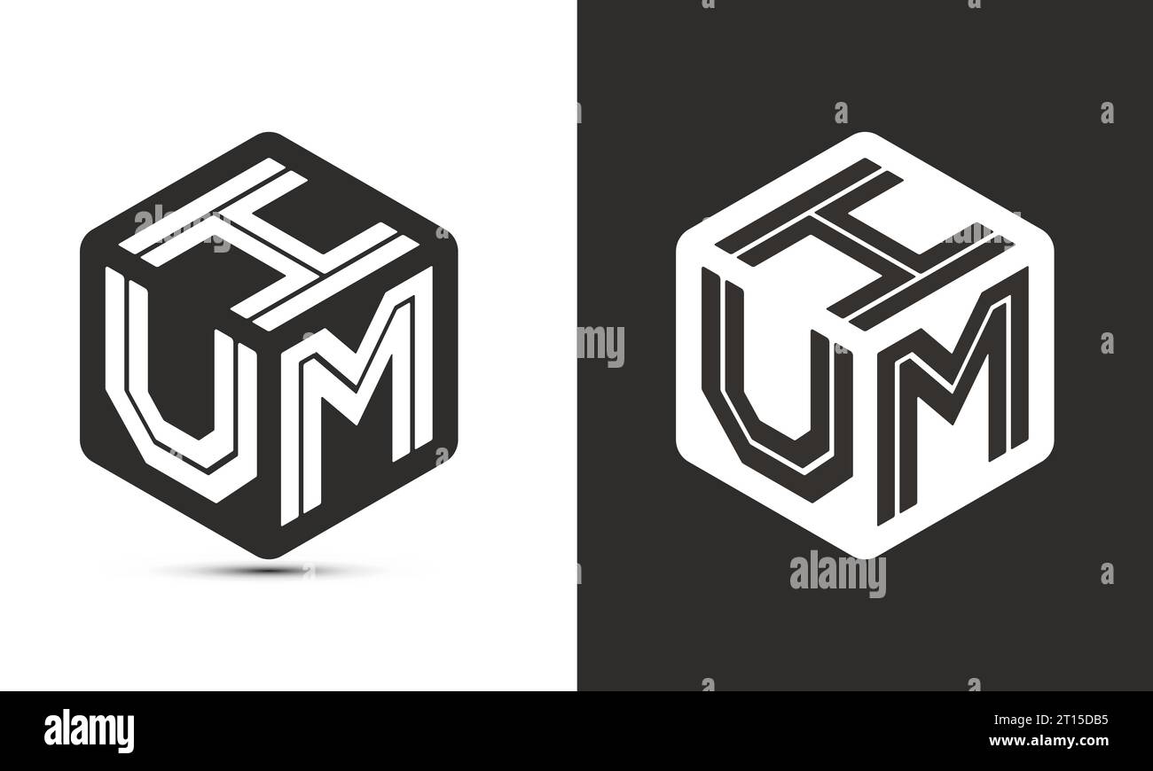 HUM letter logo design with illustrator cube logo, vector logo modern ...