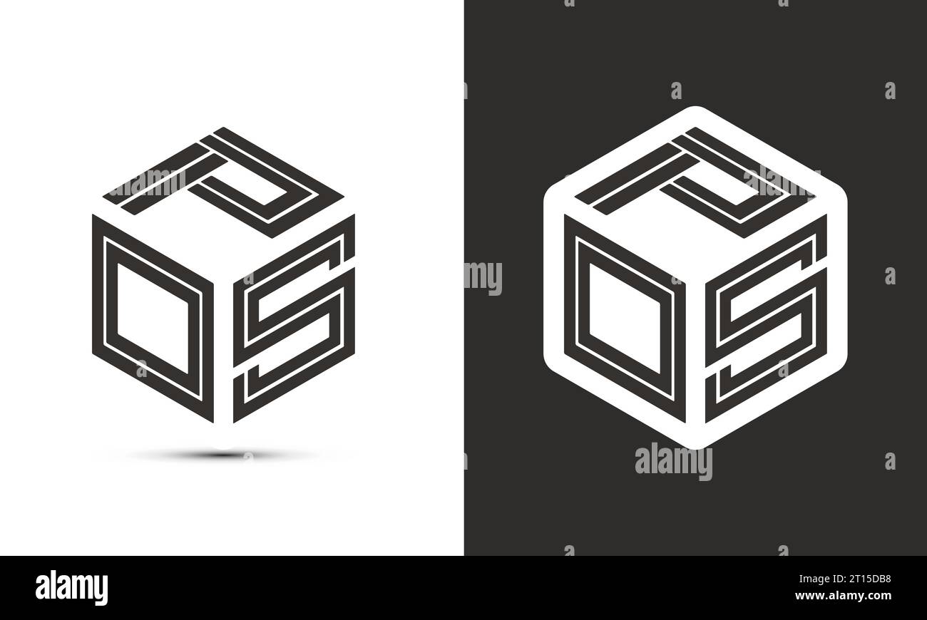 POS letter logo design with illustrator cube logo, vector logo modern ...