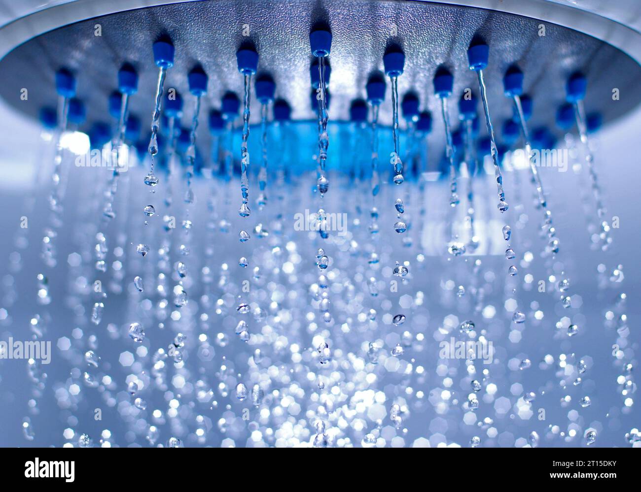 shower with flowing drops and streams of water Stock Photo - Alamy