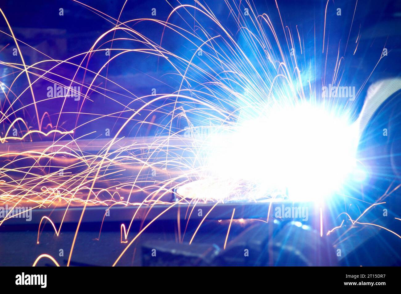 Metal Welding with sparks Stock Photo - Alamy