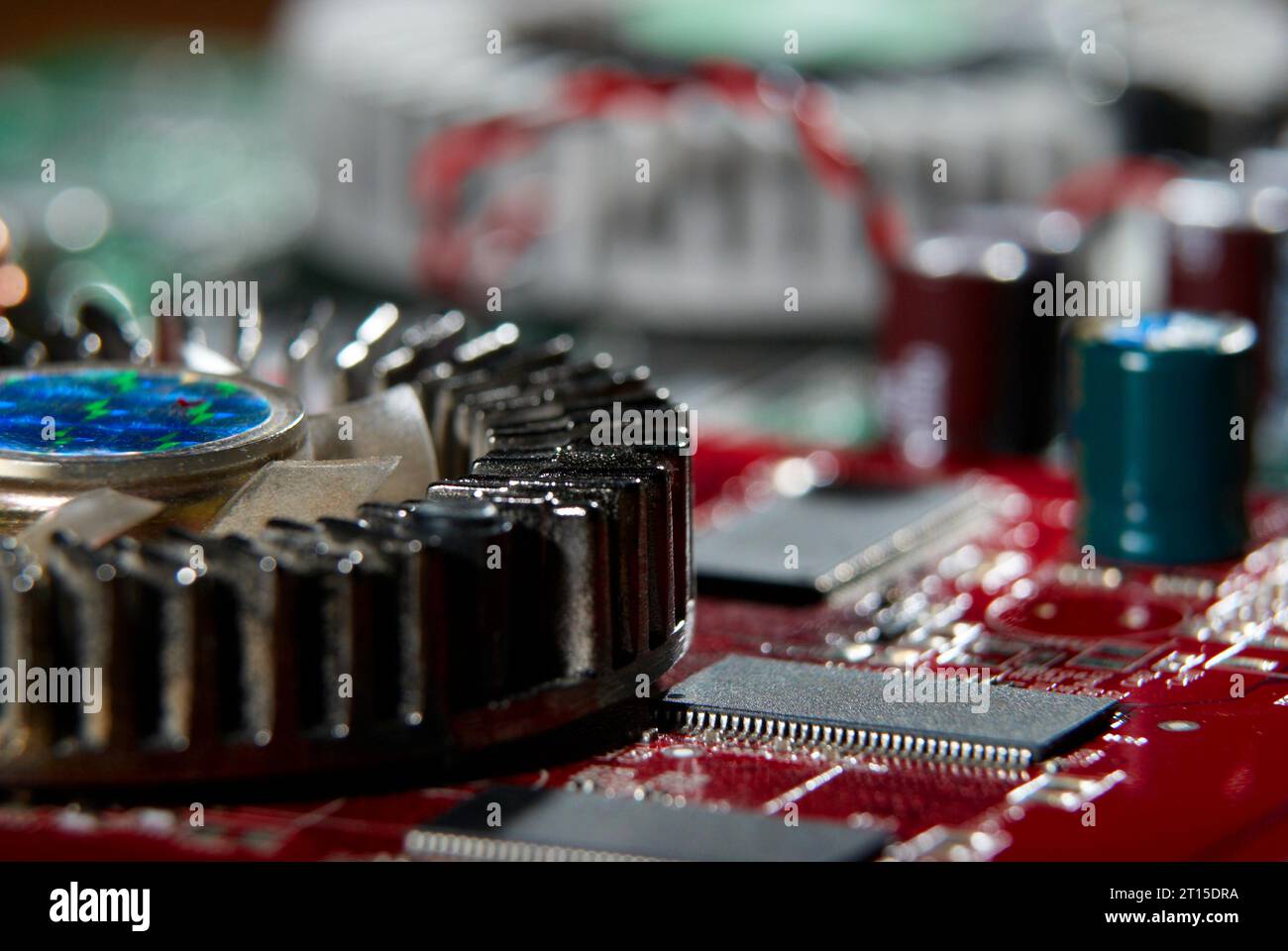 Microprocessor with motherboard background. Computer board chip circuit ...