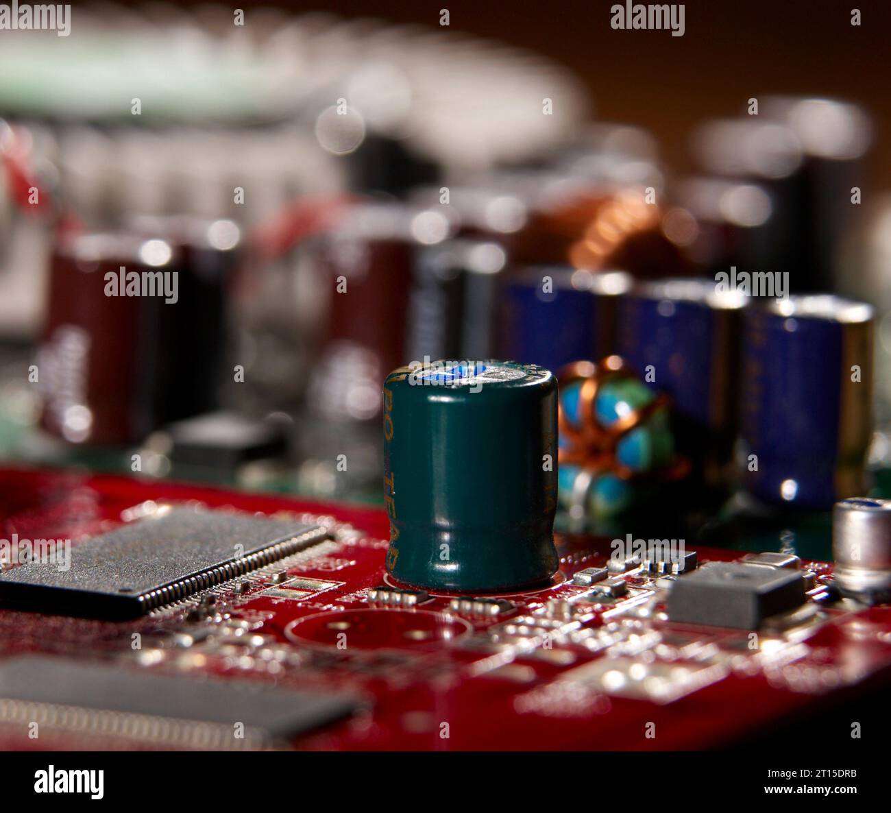 Microprocessor with motherboard background. Computer board chip circuit ...
