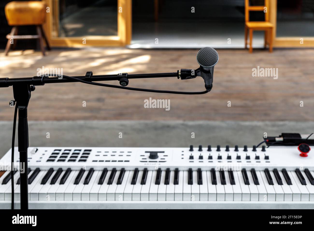 The microphone on stage before the singer performance Stock Photo - Alamy