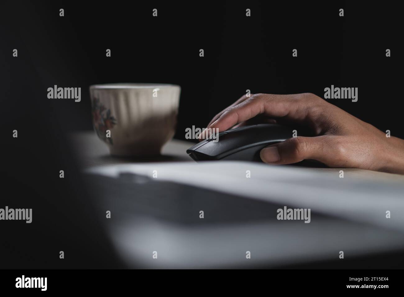 Picture of male hand on computer mouse Stock Photo - Alamy