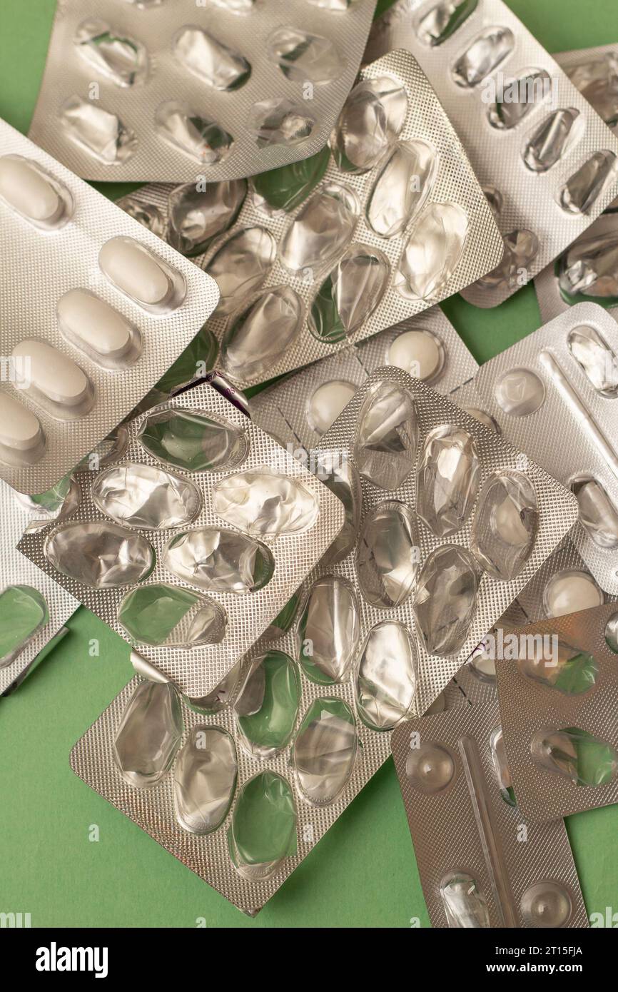 Goiânia, Goias, Brazil – October 10, 2023: A set of silver blisters ...