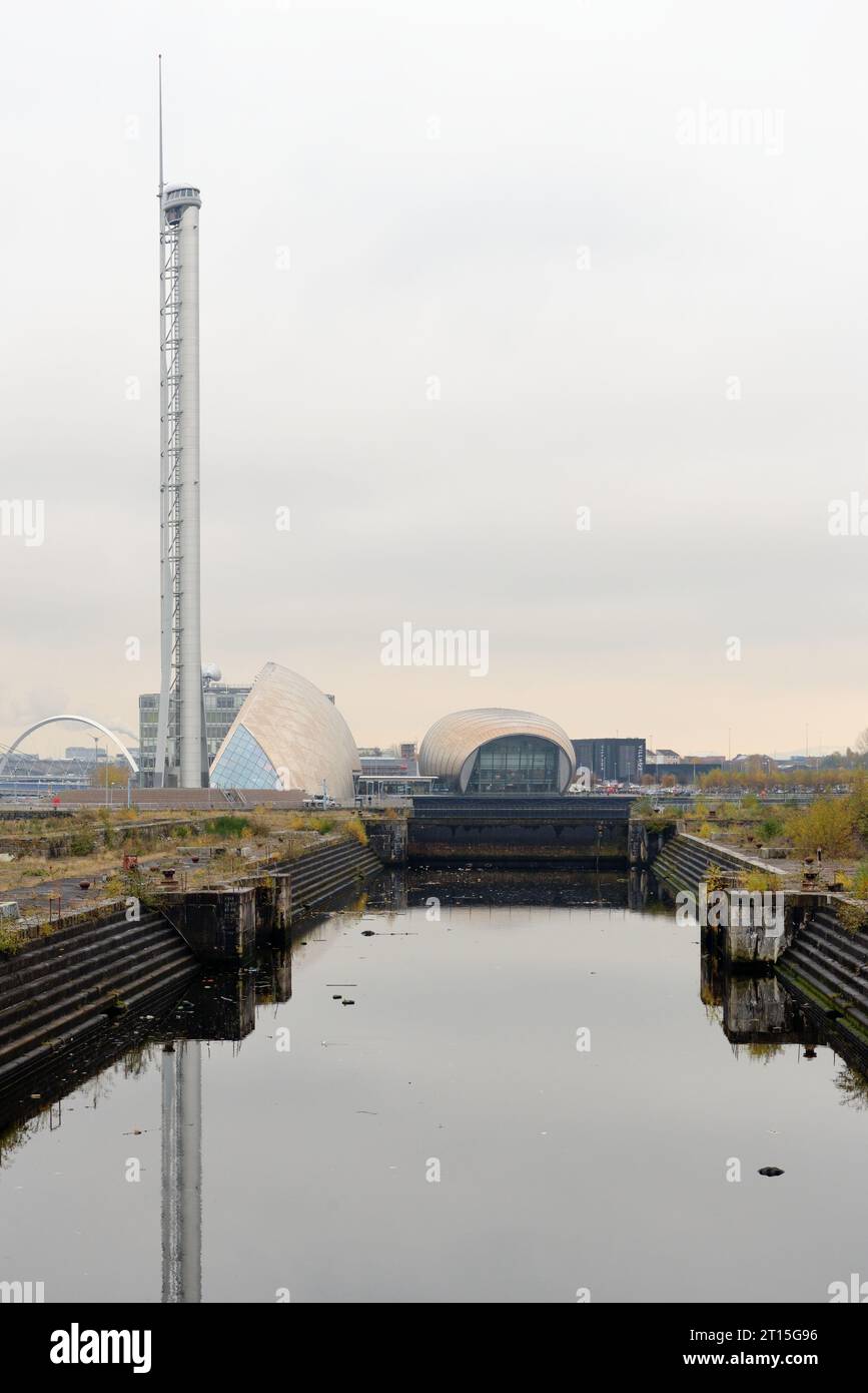 The disused and dilapidated Govan Graving Docks on the river Clyde in ...